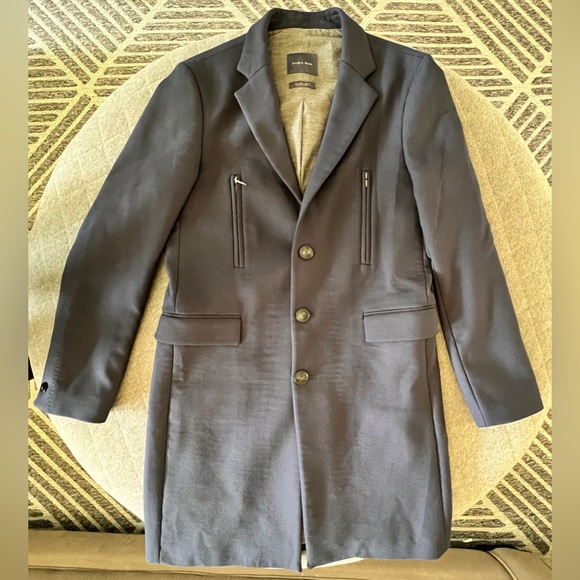 Zara | Jackets & Coats | Zara Man Large Navy Blue Wool Blend Long Over ...
